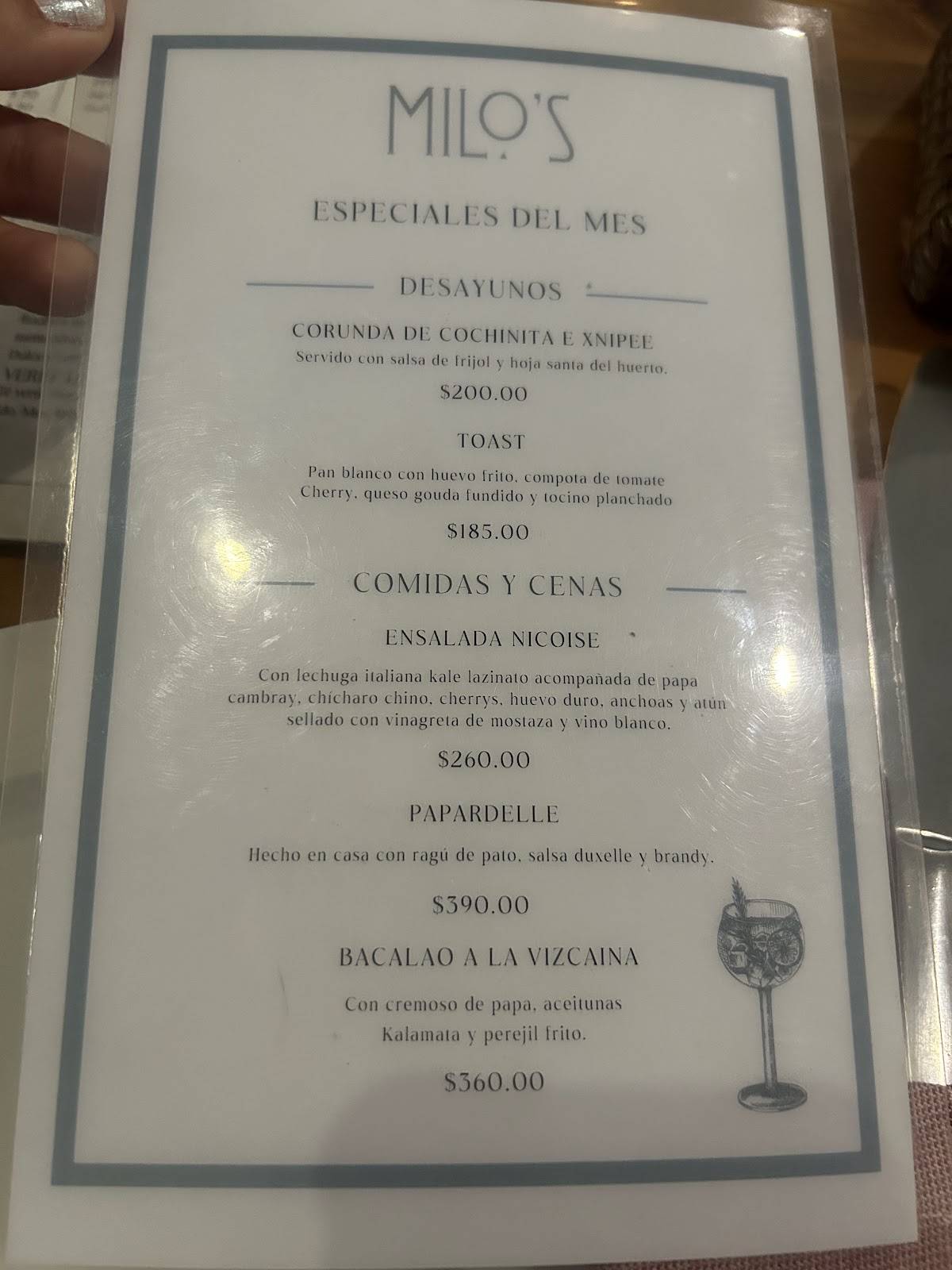 Carta del restaurante Milo’s, Ciudad López Mateos, Amsterdam 308