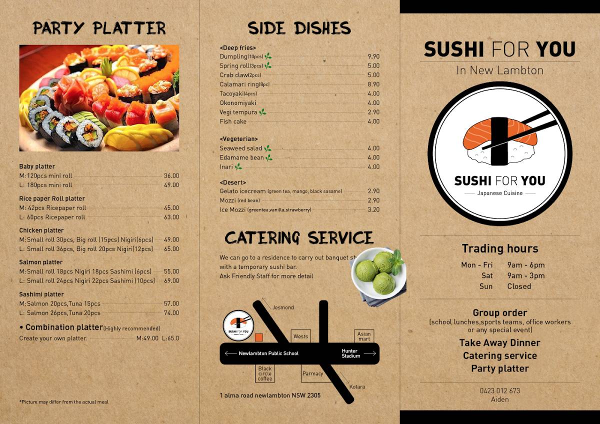 Menu at Mizumi Newlambton restaurant, New Lambton