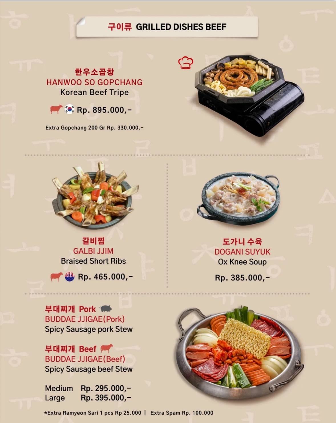 Menu at Mr. Park, Korean BBQ Grill, South Jakarta, SCBD Lot 8F