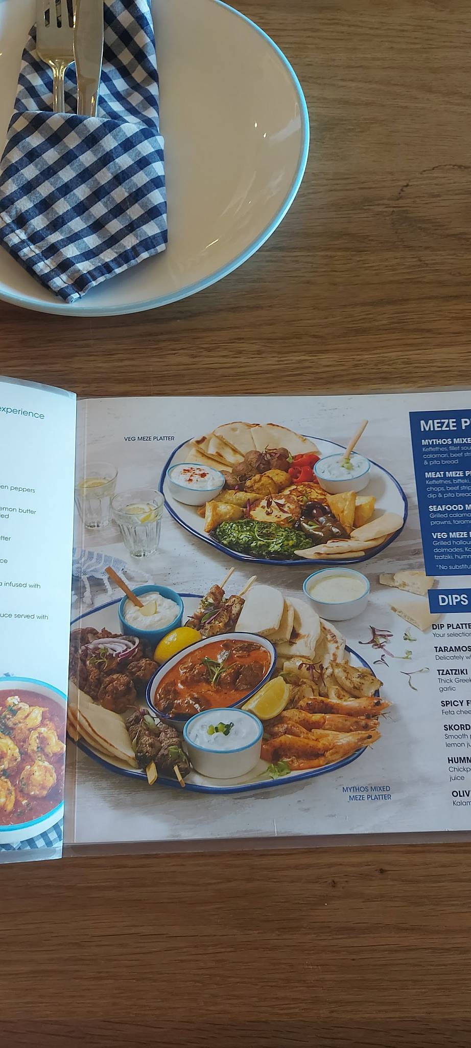Speisekarte von Mythos V&A Waterfront restaurant, Kapstadt
