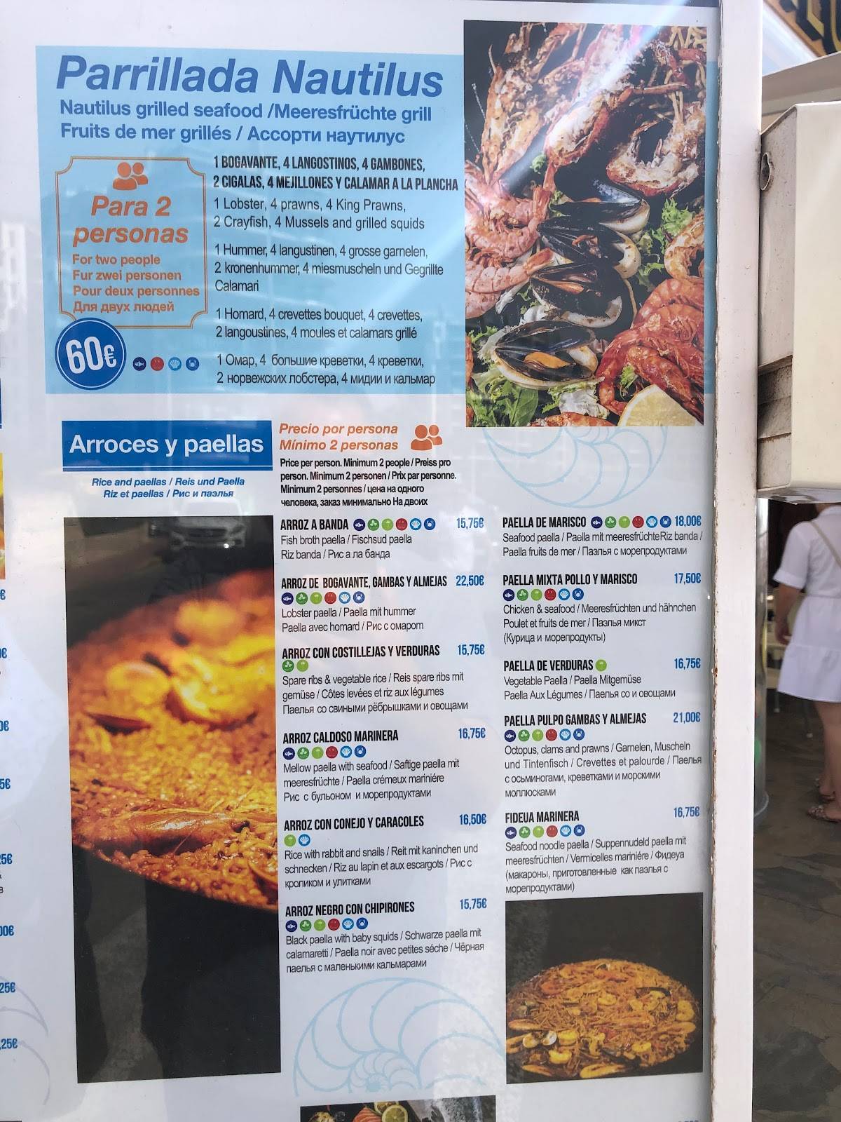 Menu at Nautilus Restaurante, Torrevieja