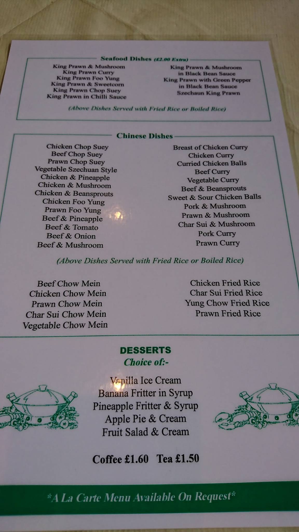 Menu at New Five Star Restaurant, Kilmarnock