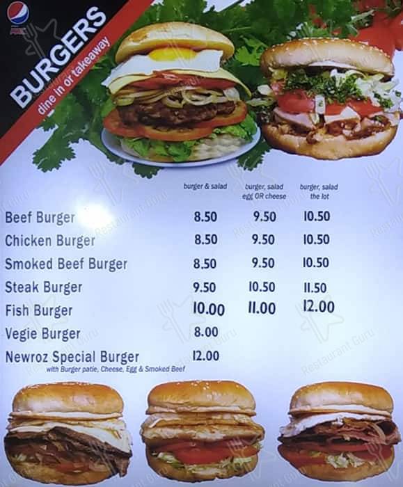 Menu at Newroz Kebabs restaurant, East Perth