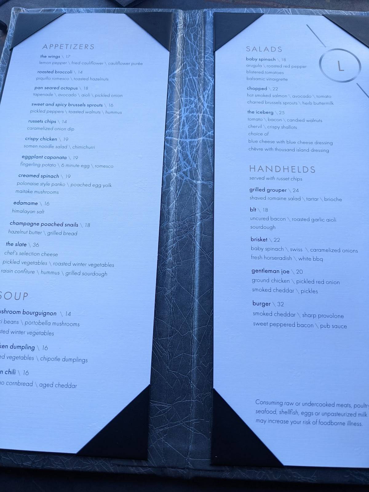 Menu at Odette’s restaurant, New Hope