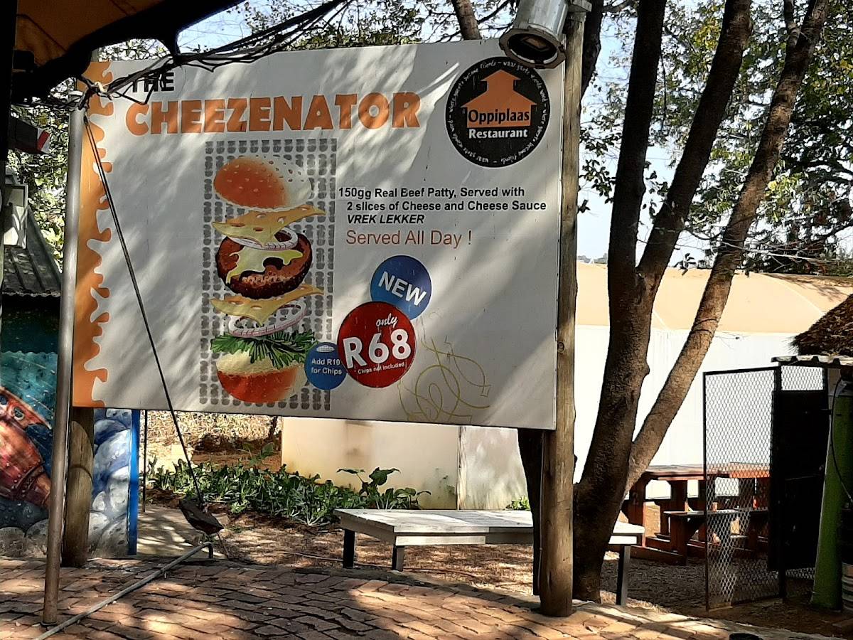 Menu at Oppiplaas restaurant, Pretoria