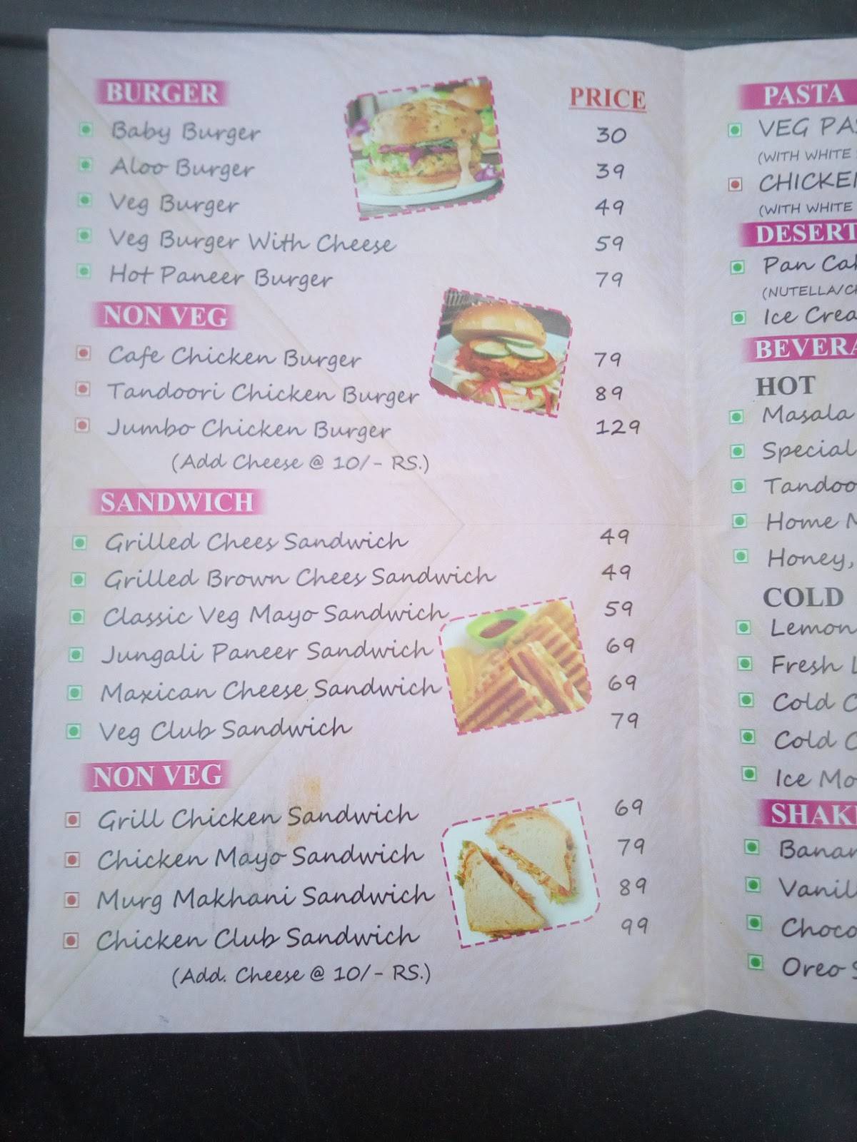 Menu at PINK BURGER CAFE, Greater Noida