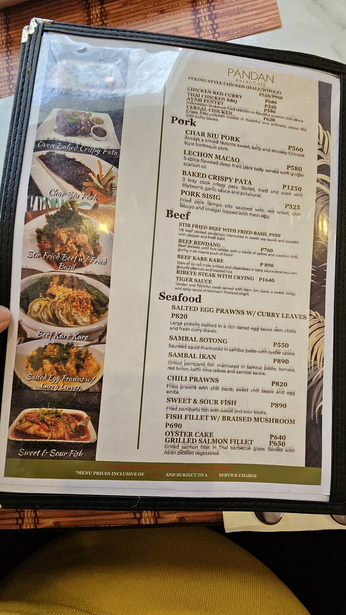 Menu at Pandan Asian Cafe, Quezon City