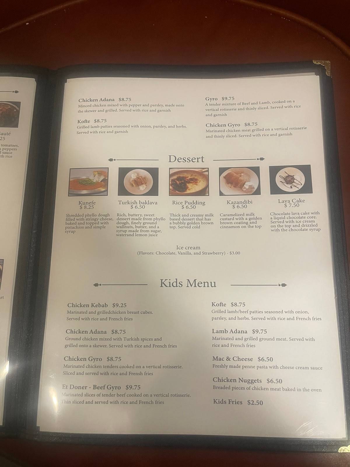 Menu at Pasha Turkish Kitchen restaurant, Willowick