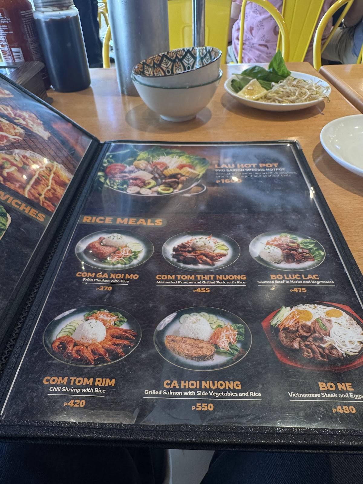 Menu at Pho Saigon Vietnamese Restaurant, Santa Rosa