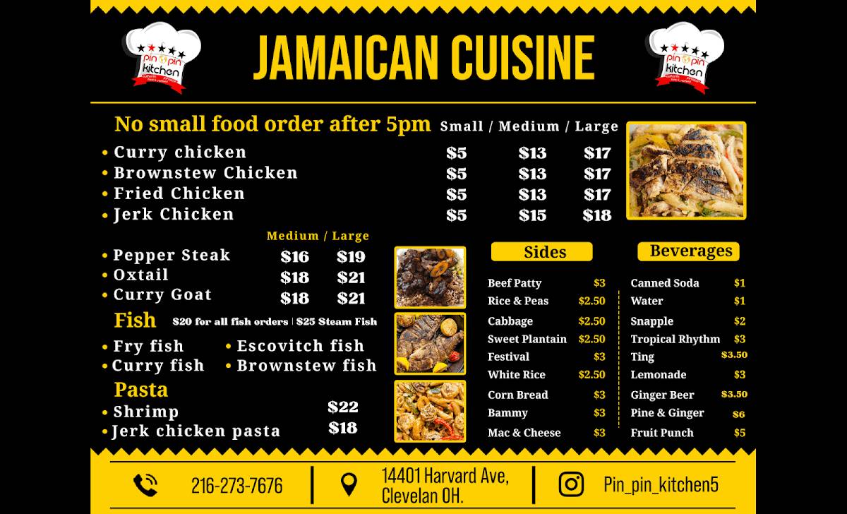 Menu at Pin pin's Kitchen - Jamaican restaurant, Cleveland