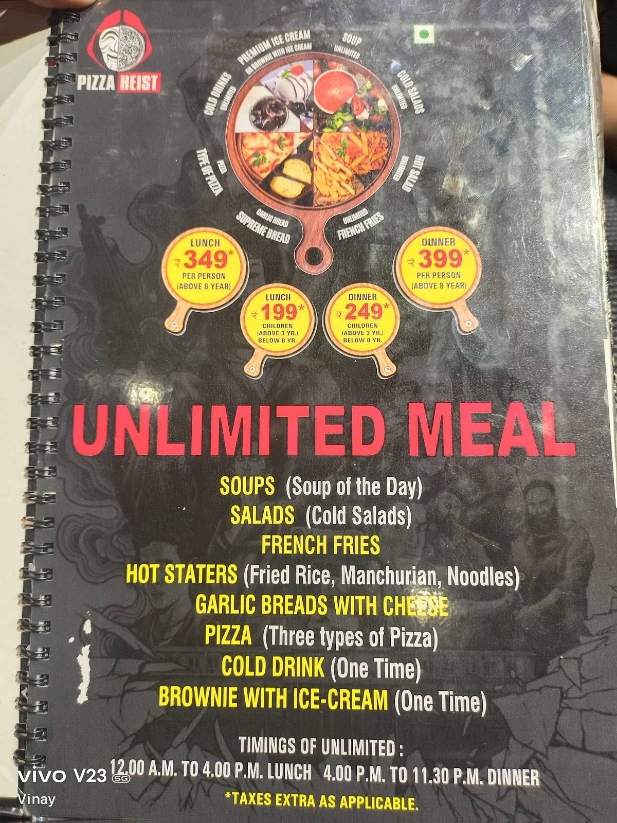 Menu at Pizza Heist, Mumbai