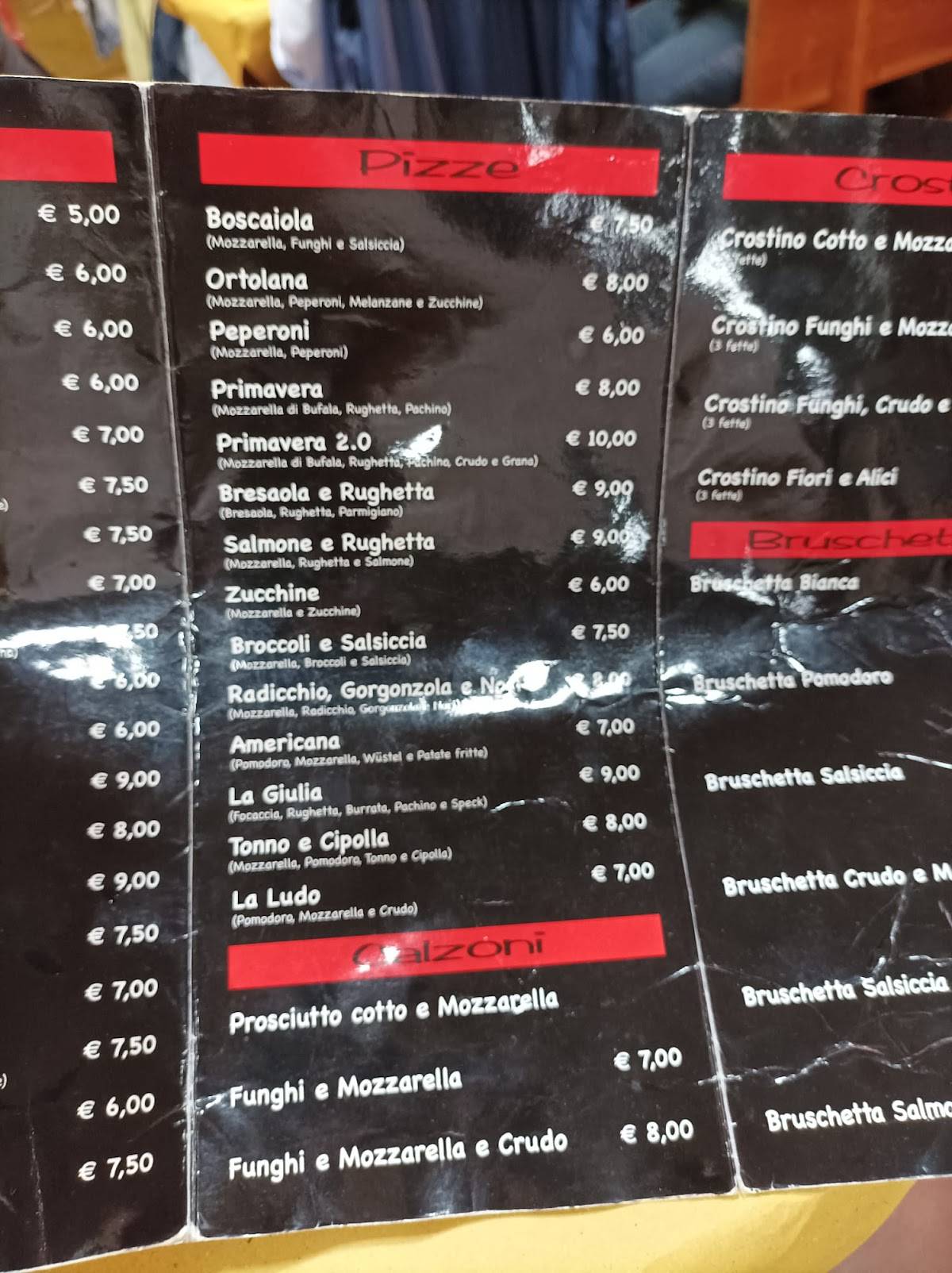 Menu da Pizzeria Zio Bello, Roma