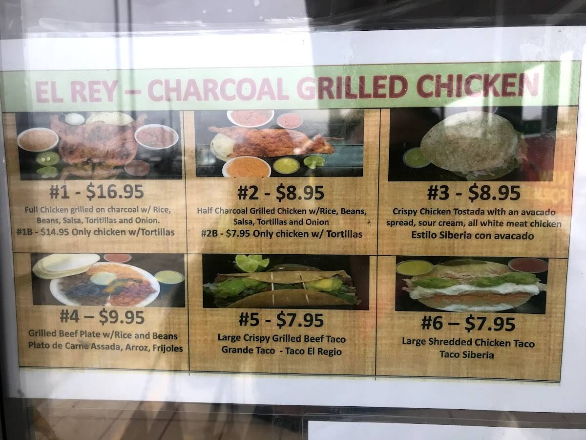 Menu at Pollo El Rey - Charcoal Grilled Chicken restaurant, San Marcos