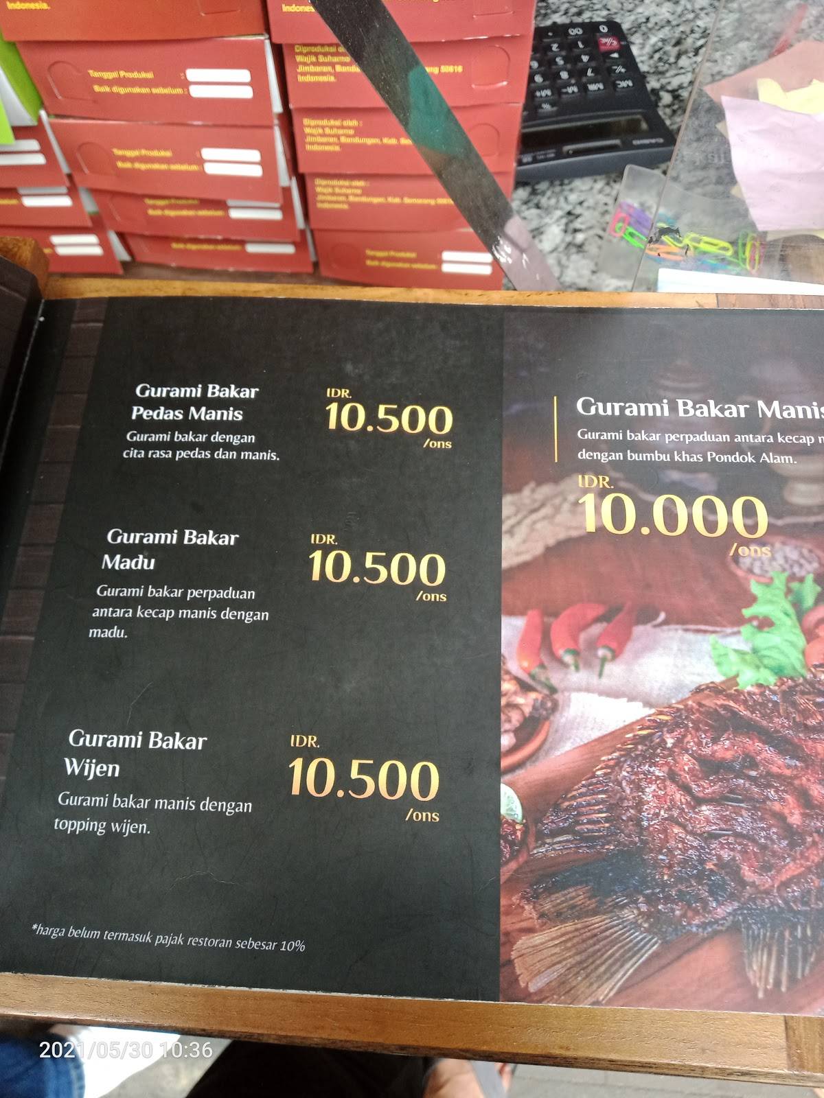 Menu at Pondok Alam Bang Khohar restaurant, Bergas Lor