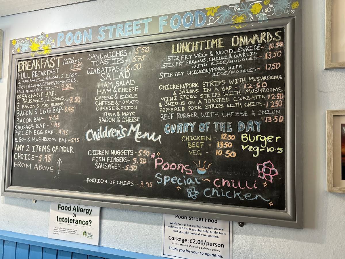 Menu at Poon's Street Food restaurant, Laugharne