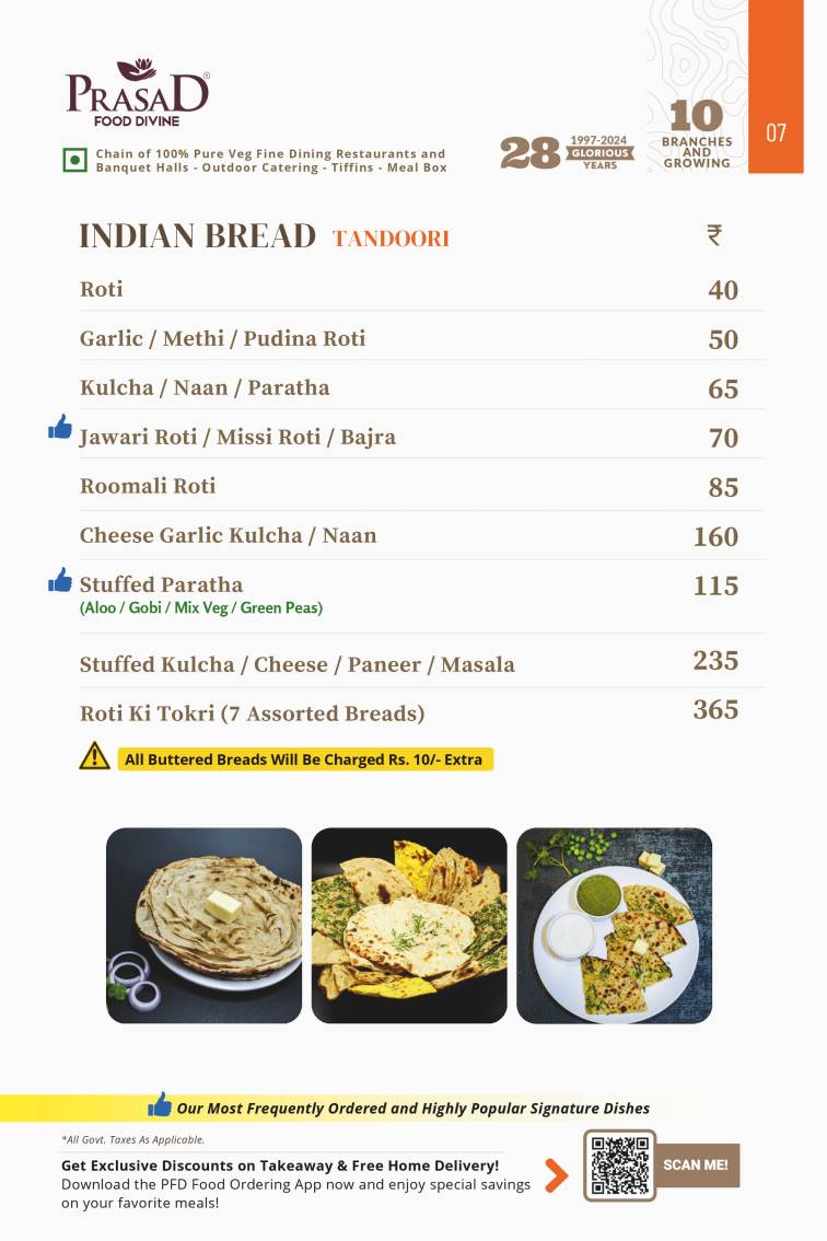 Menu at Prasad Food Divine, Virar