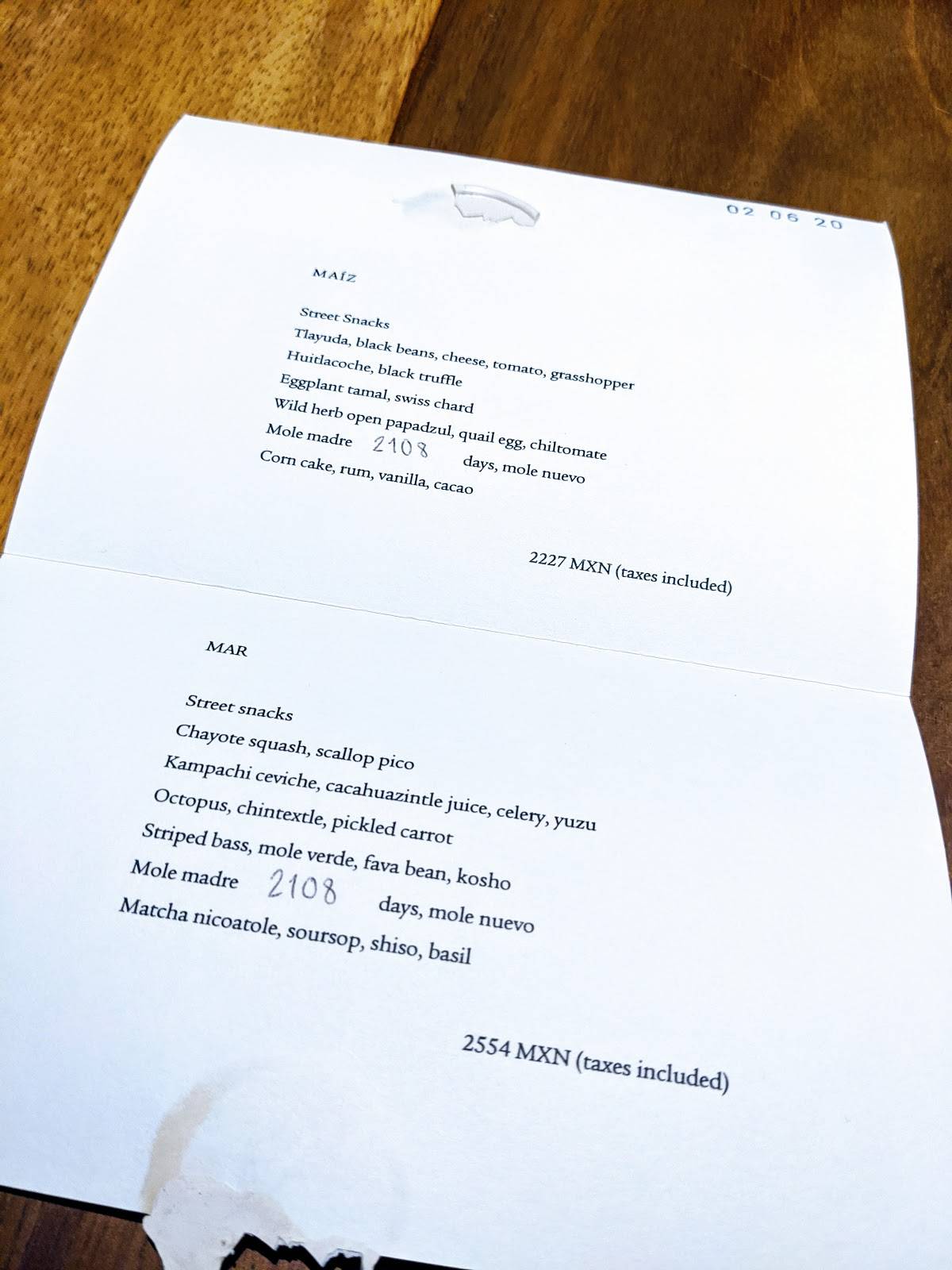 Carta del restaurante Pujol - Tasting Menu, Ciudad López Mateos ...