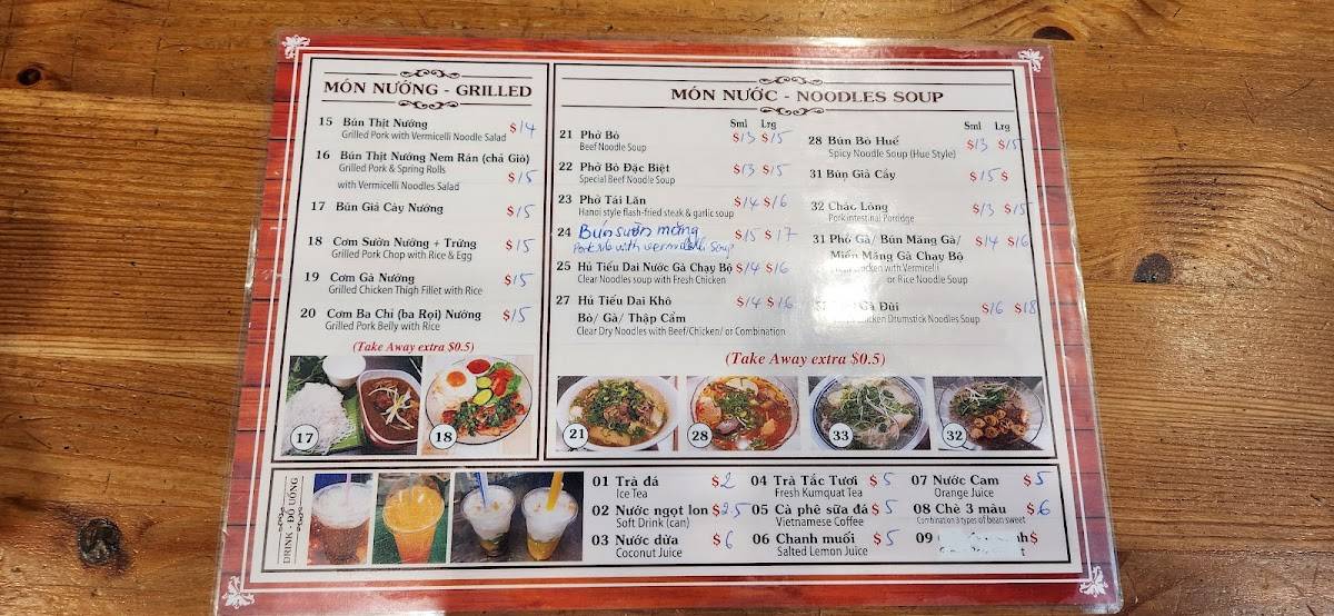 Menu at QUÁN HƯƠNG-VIETNAMESE FOOD &Takeaway restaurant, Villawood