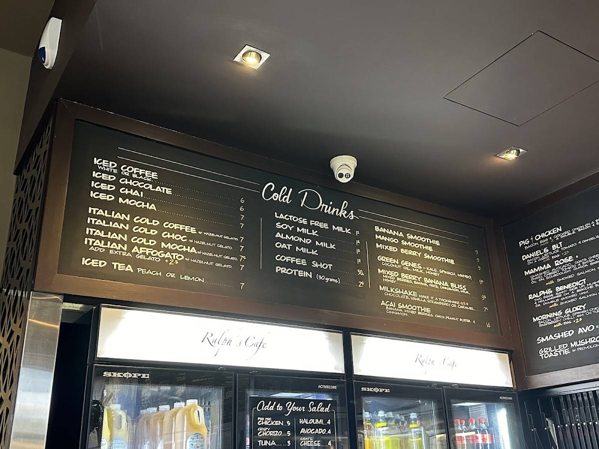 Menu at Ralph's Cafe, Camperdown, The Arena Sports Centre