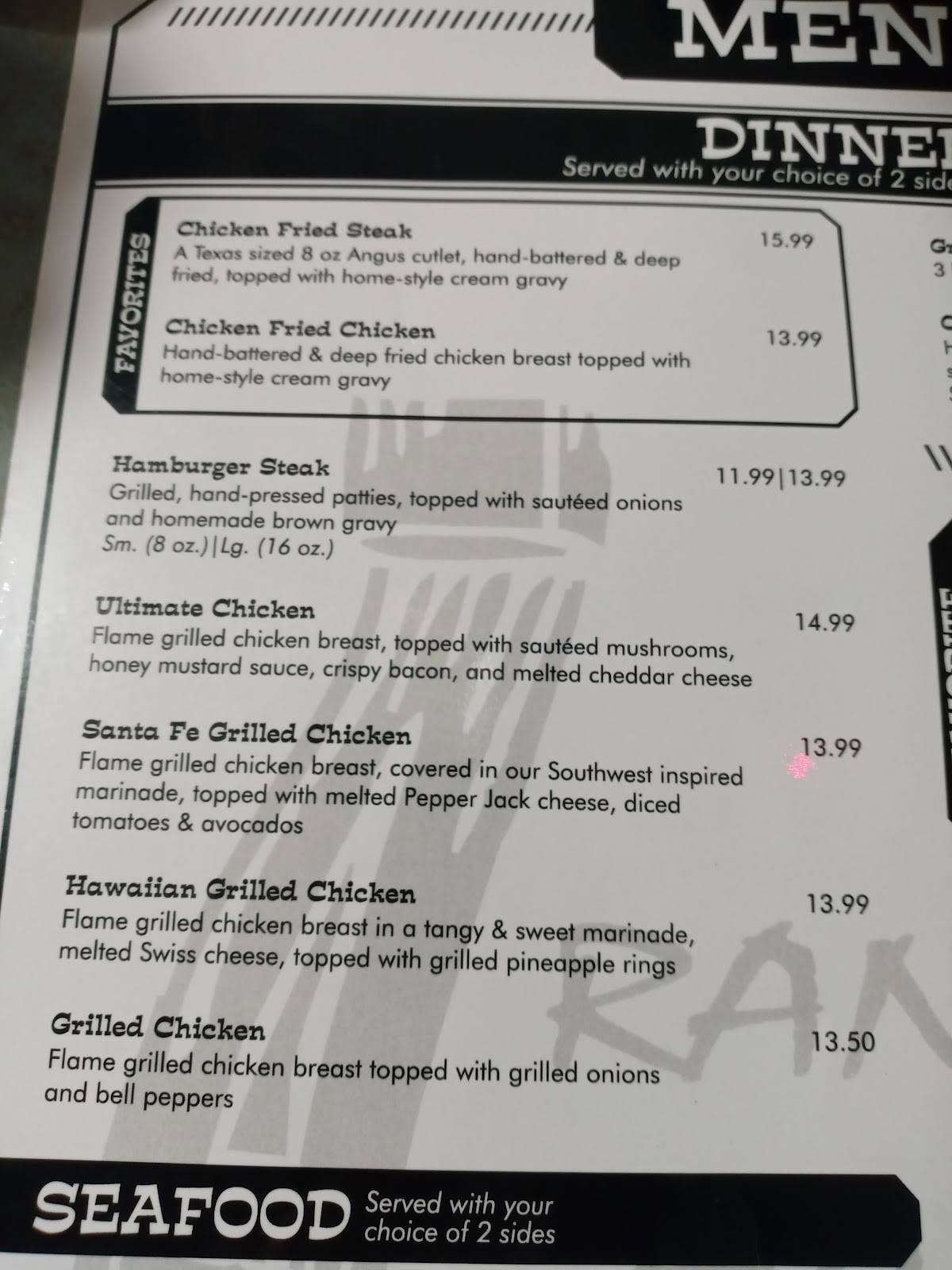Menu at Ranch Hand Cafe, Cleveland, TX-321