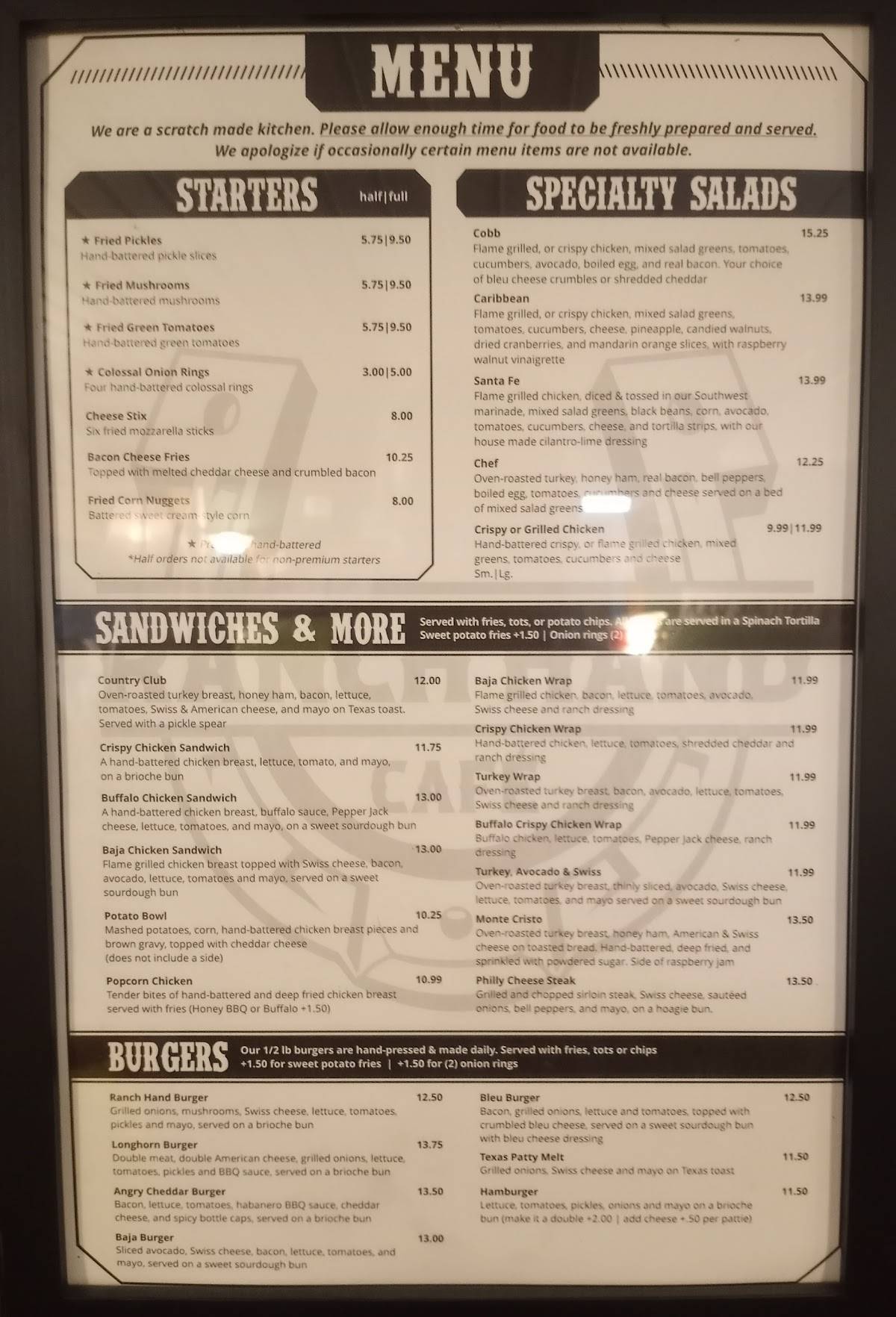 Menu at Ranch Hand Cafe, Cleveland, TX-321