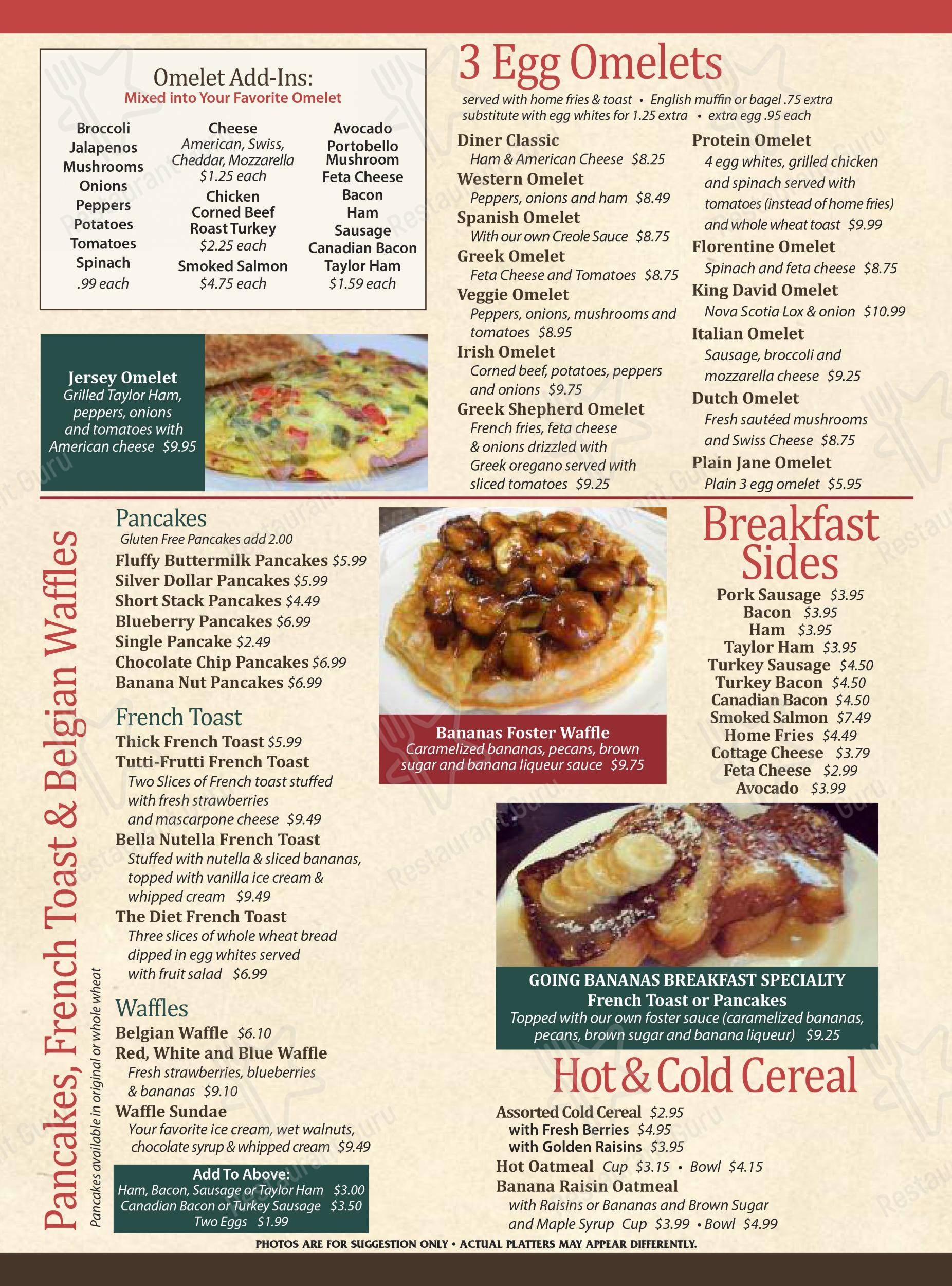 Menu at Red Hut Diner restaurant, Rockaway