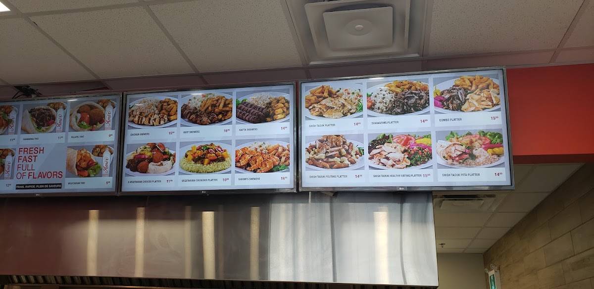 Menu au Restaurant Amir, Hawkesbury