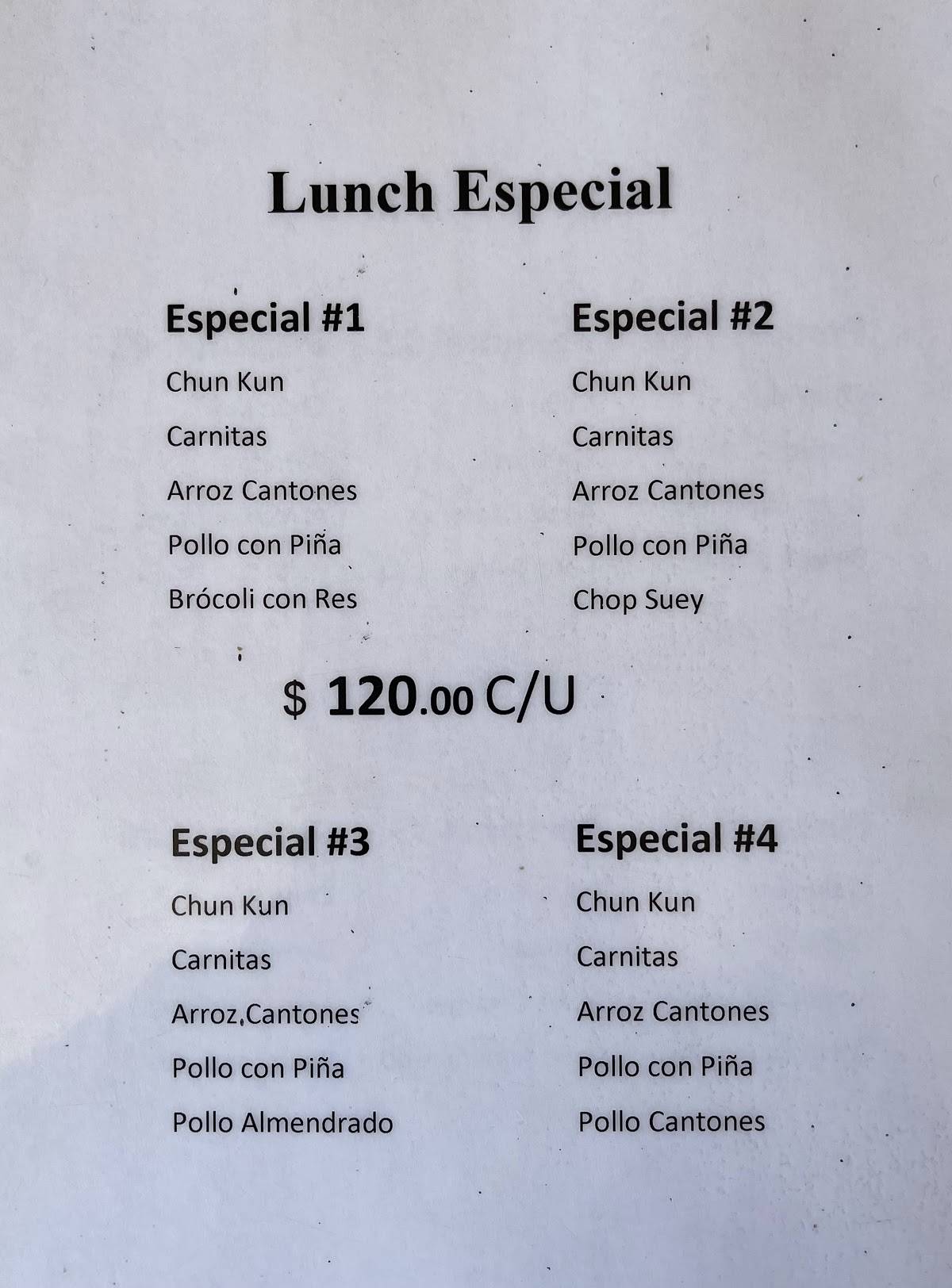 Menu at Restaurant Bar Dragón de Oro (金龍酒家), La Paz, Ignacio Allende