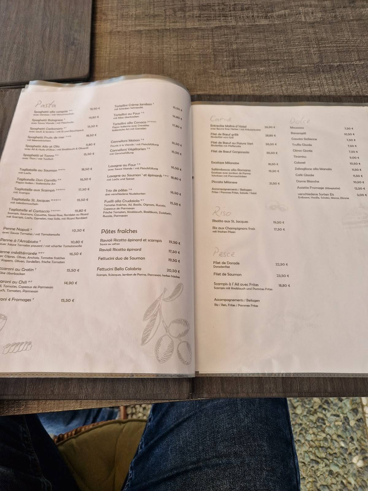 Carta de Restaurant Bella Calabria Sàrl, Mertert