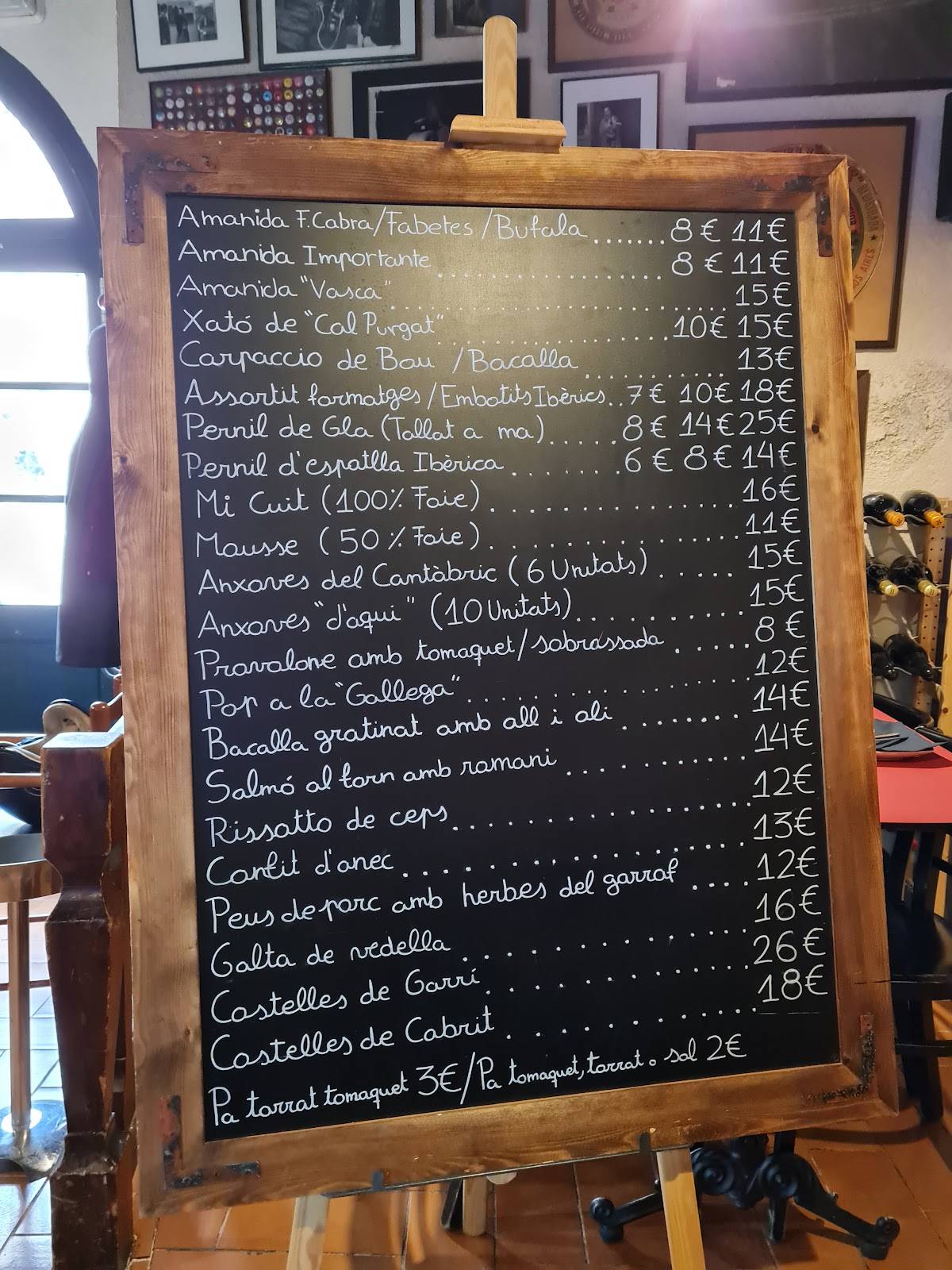 Carta de Restaurant Cal purgat, Villanueva y Geltrú