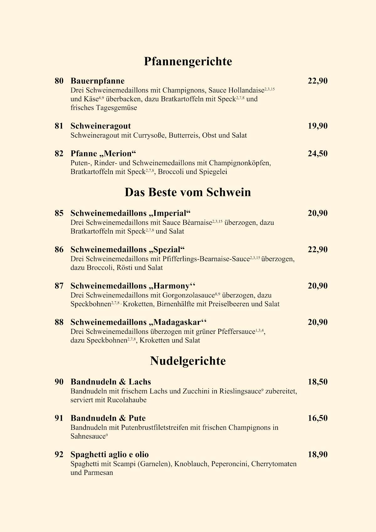 Speisekarte von Restaurant Merion, Duisburg