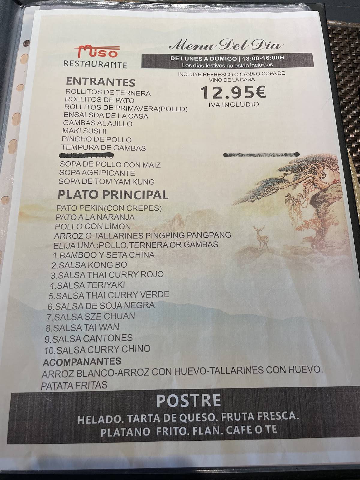 Menu at Restaurante Miso, Dehesa de Campoamor