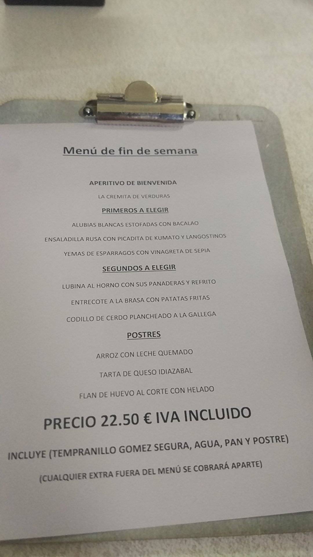 Carta del restaurante PALACIO DE AÑANA, Salinas del Añana