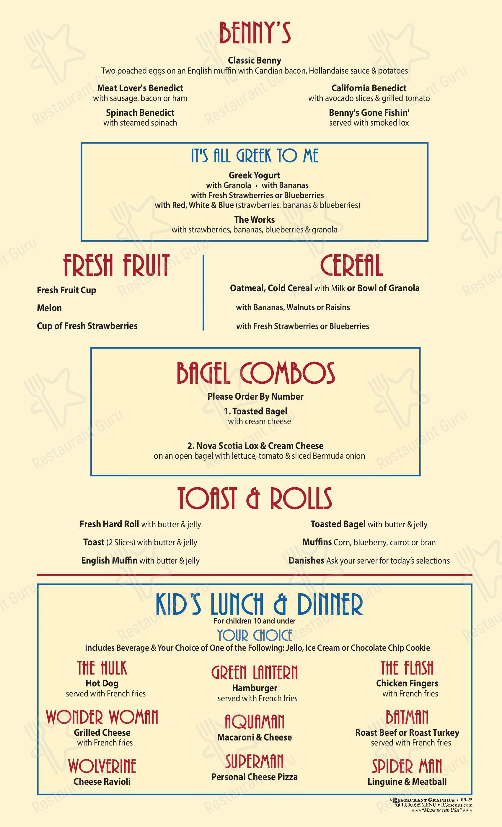 Menu at River Edge Diner restaurant, River Edge