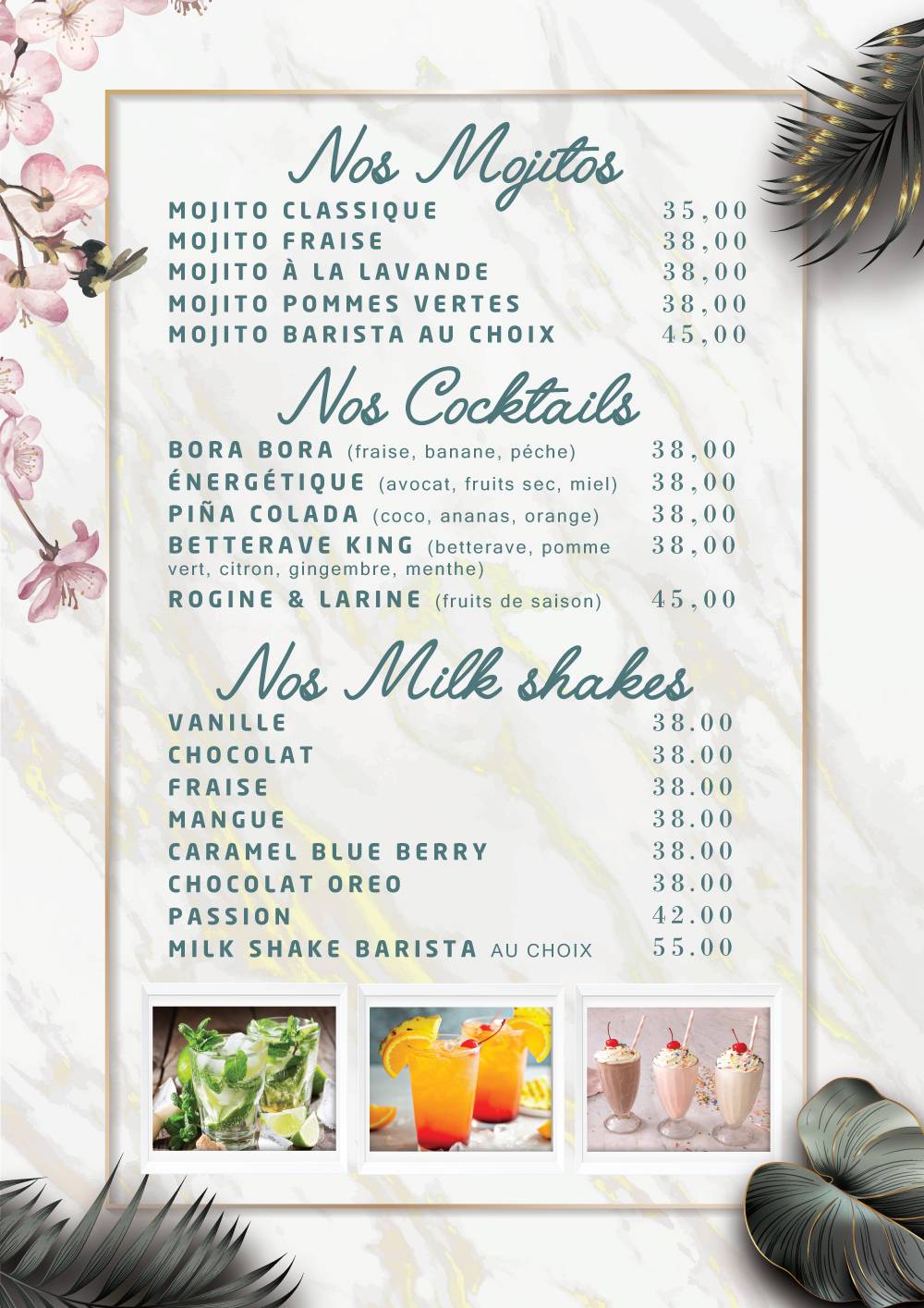 Menu au Rogine&Larine restaurant, Rabat
