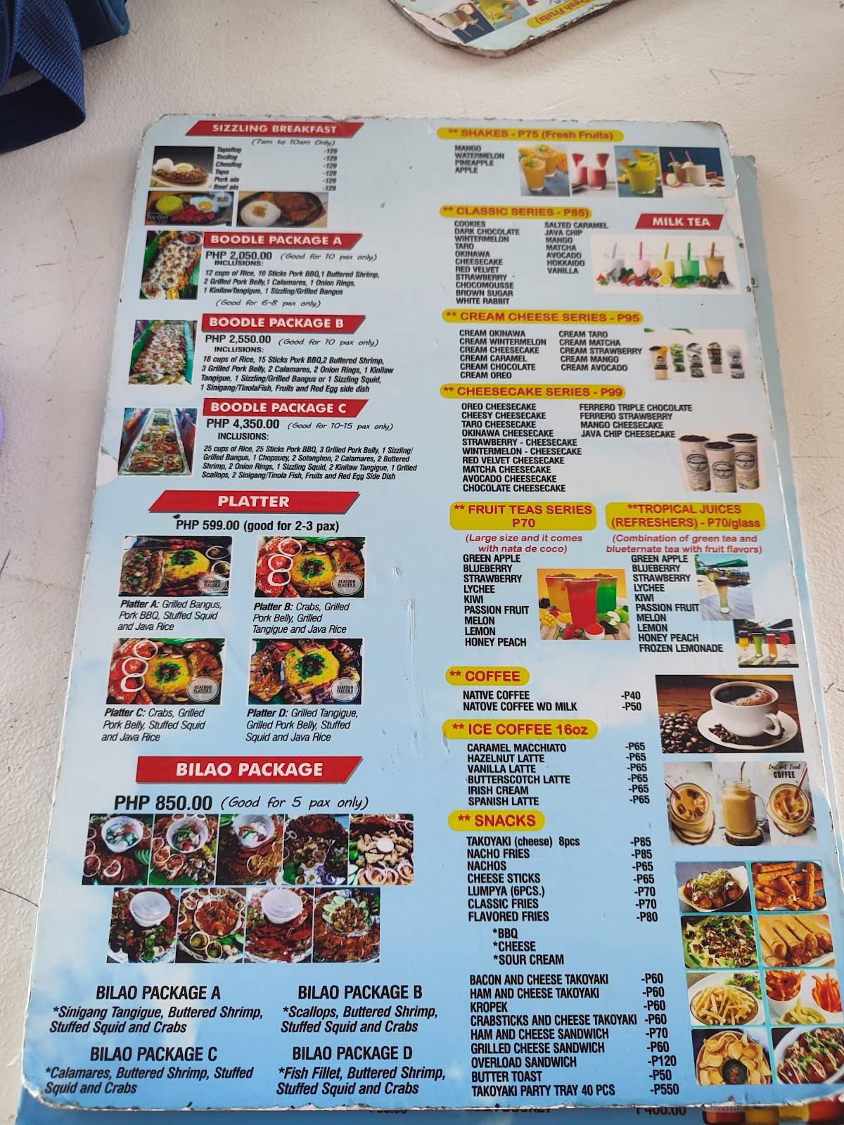 Menu at Rojo's Beach Resort and Floating Restaurant, Bacolod