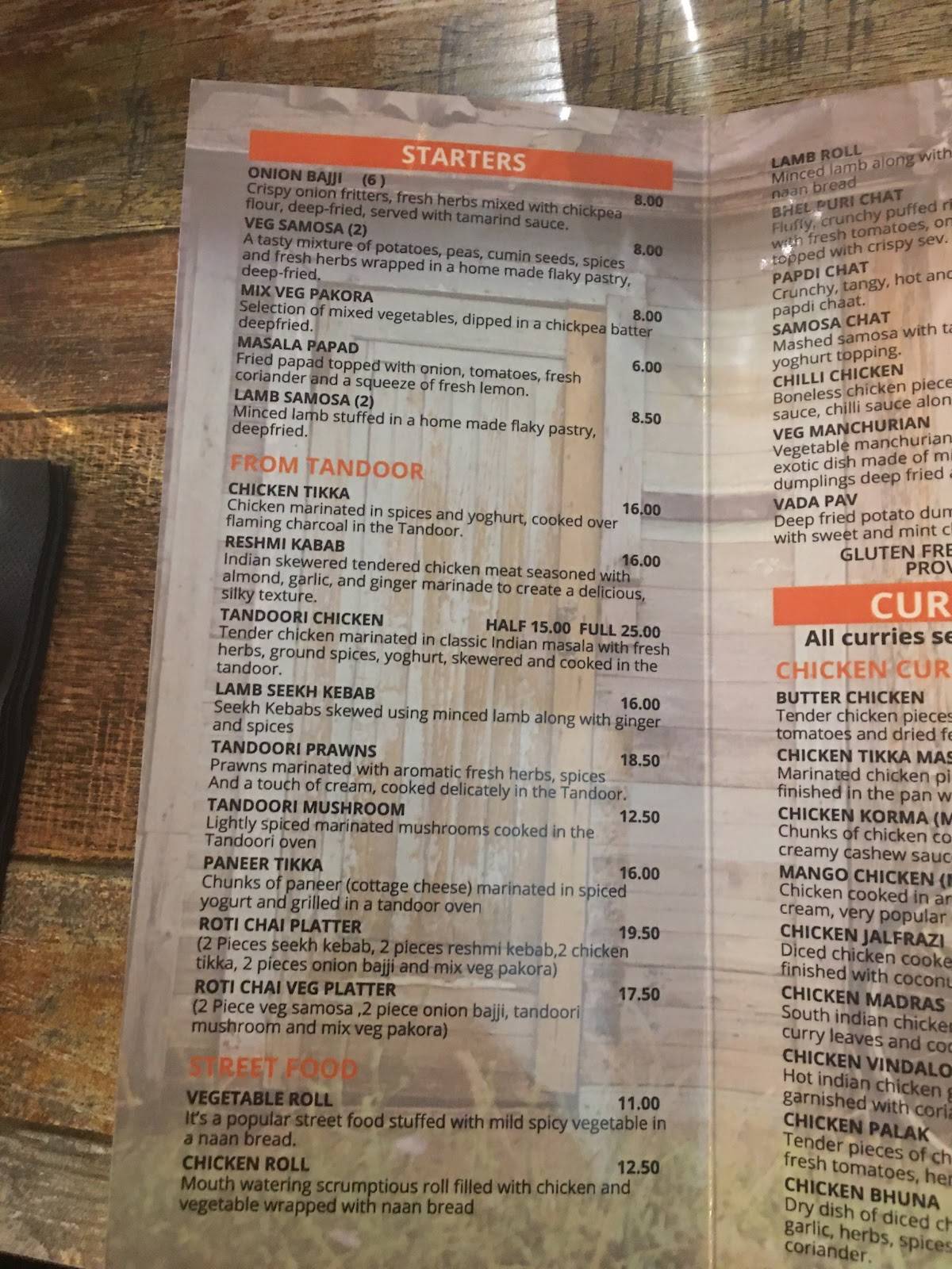 Menu at Roti Chai Indian Street Kitchen Halswell restaurant, Christchurch