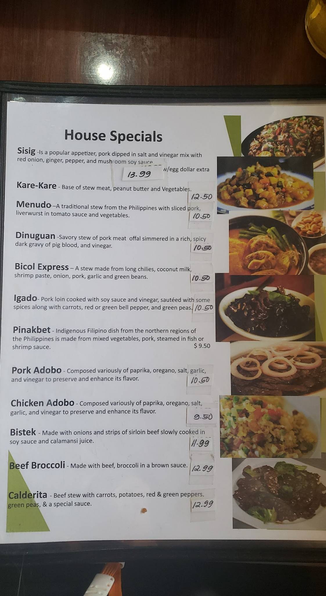 Menu at Ruby-Gin Filipino Restaurant, Pensacola, 2 N Old Corry Field Rd