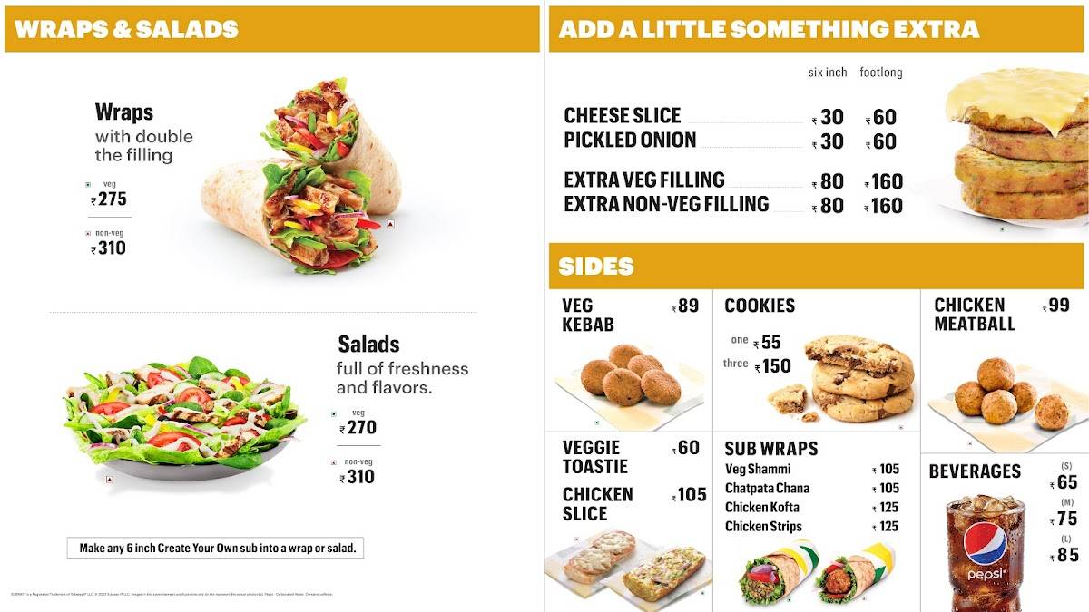 Menu at SUBWAY VVIP MALL, Ghaziabad