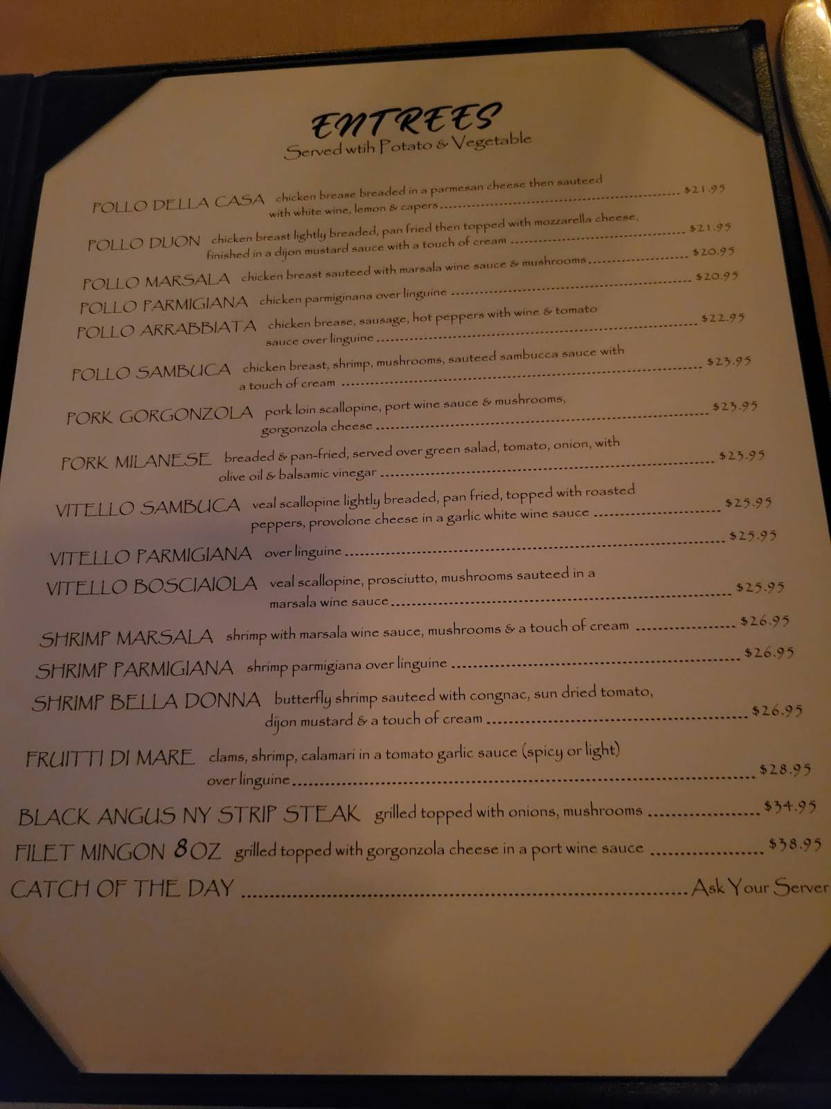 Menu at Sambuca Grille restaurant, Scranton