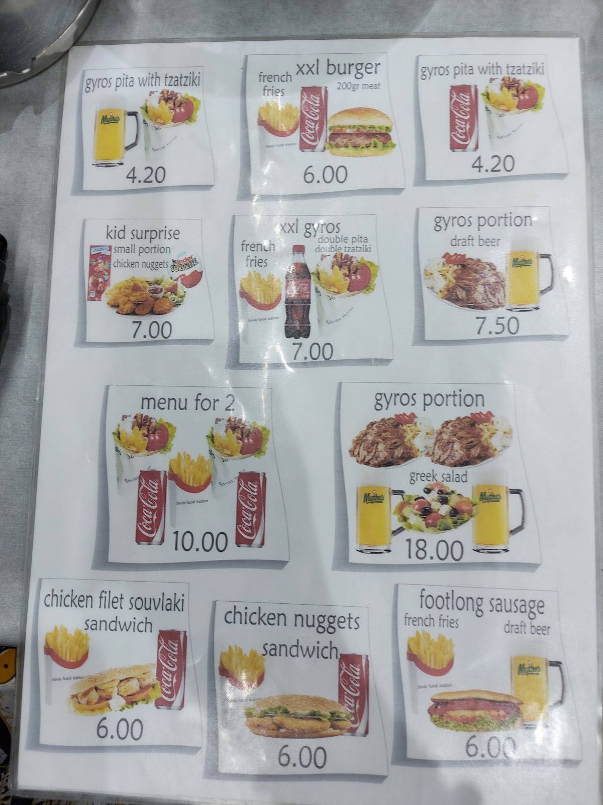 Menu at Savas Street Food Station, Paralia