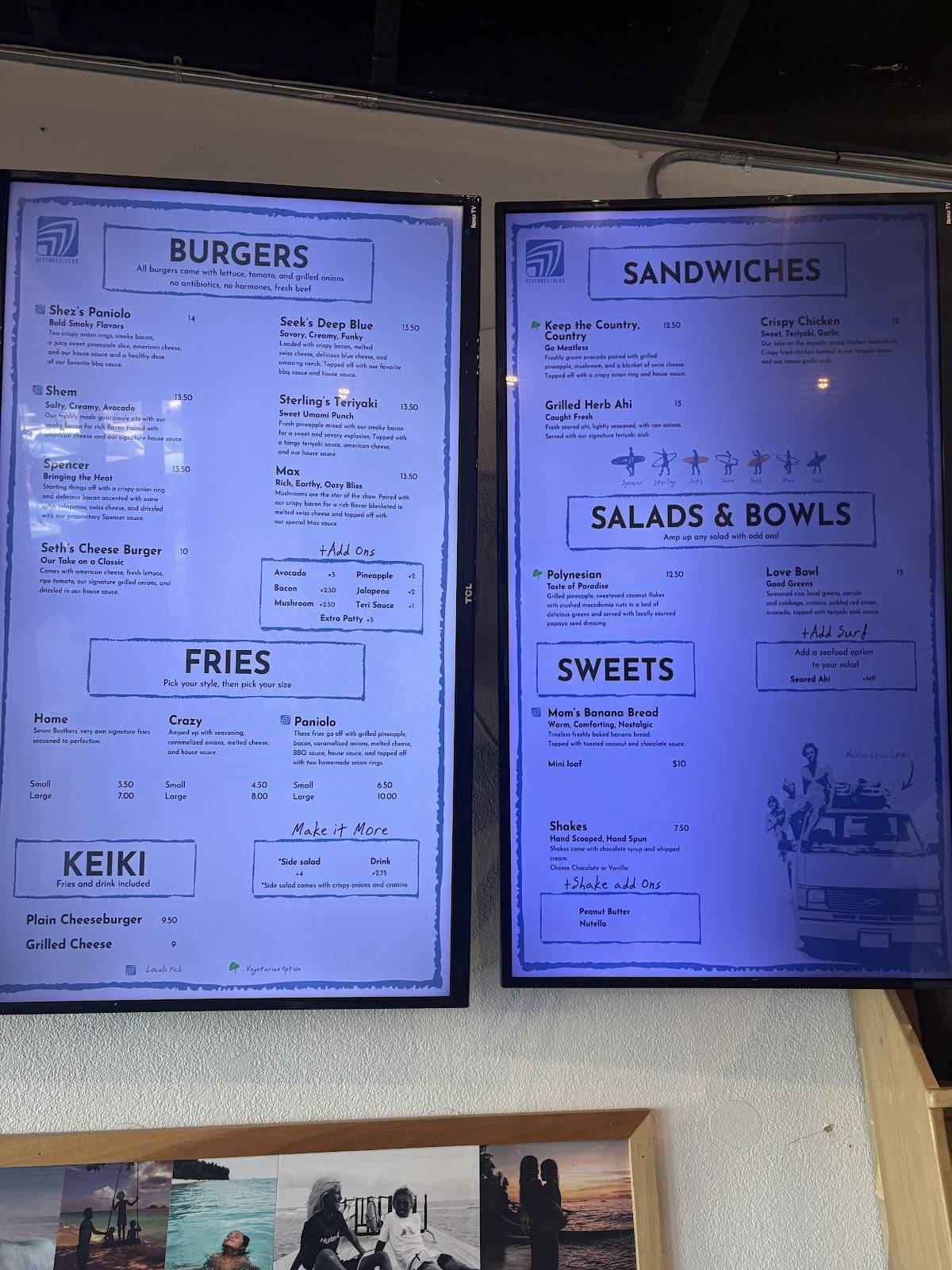 Menu at Seven Brothers - Laie restaurant, Laie, 55-510 Kamehameha Hwy