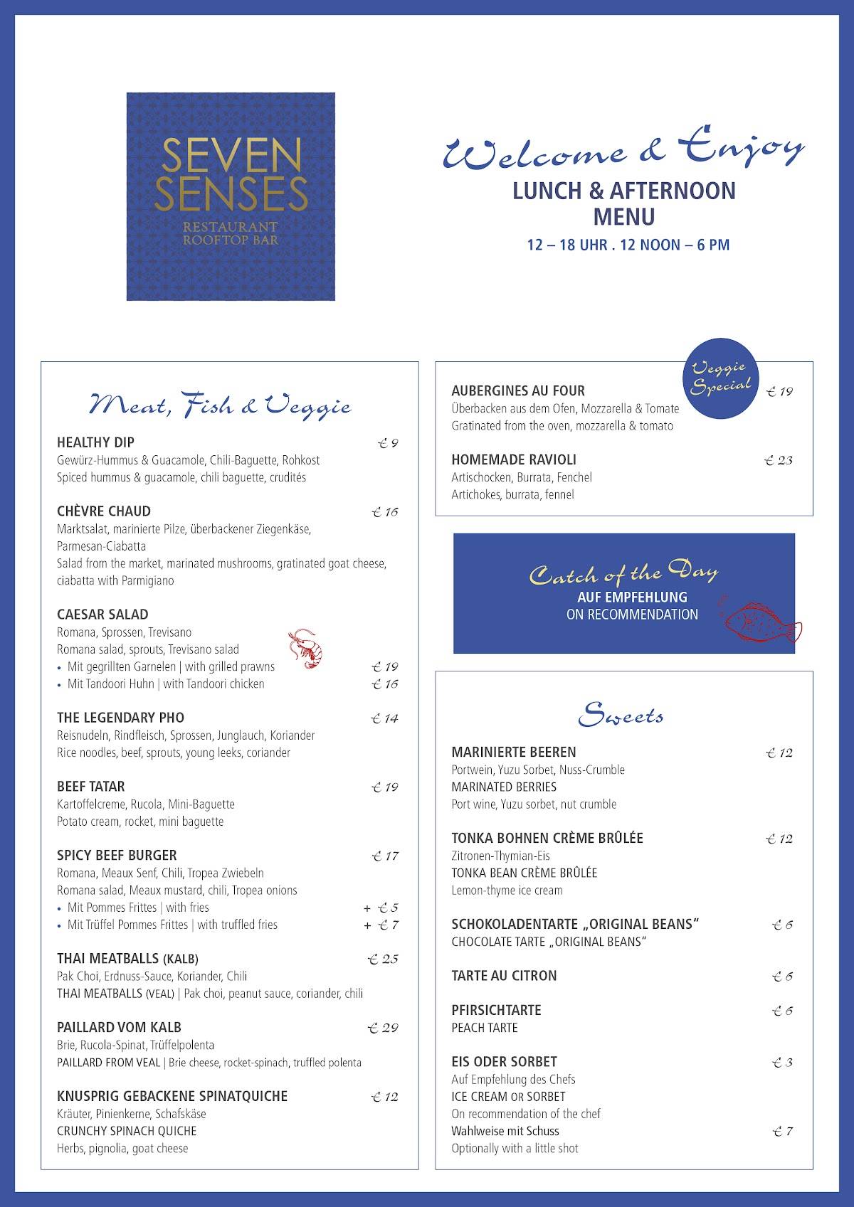 Speisekarte von Seven Senses restaurant, Salzburg