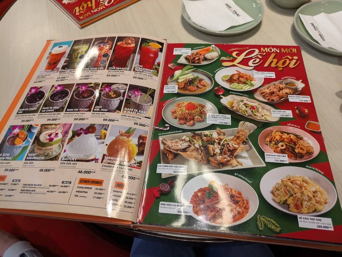 Menu at Som ตำ Thai restaurant, Ho Chi Minh City