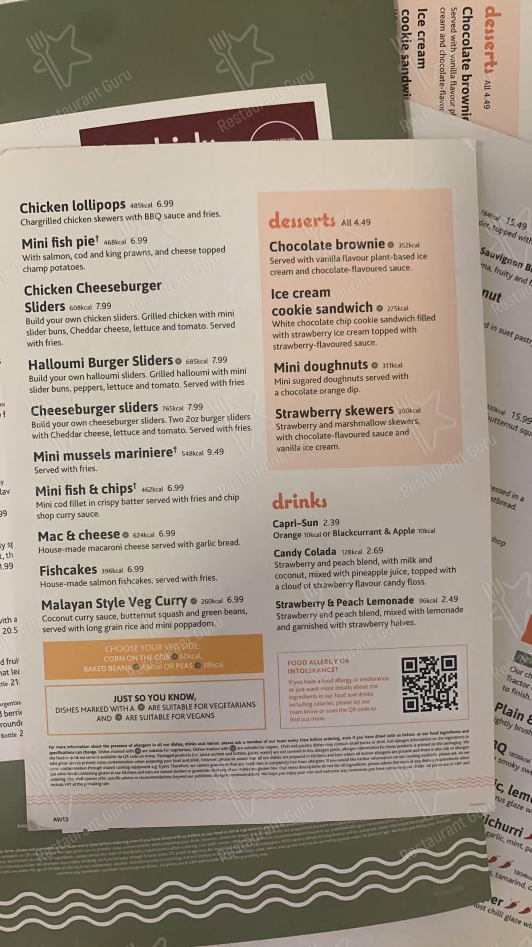 Menu at South Beach Cafe, Exmouth