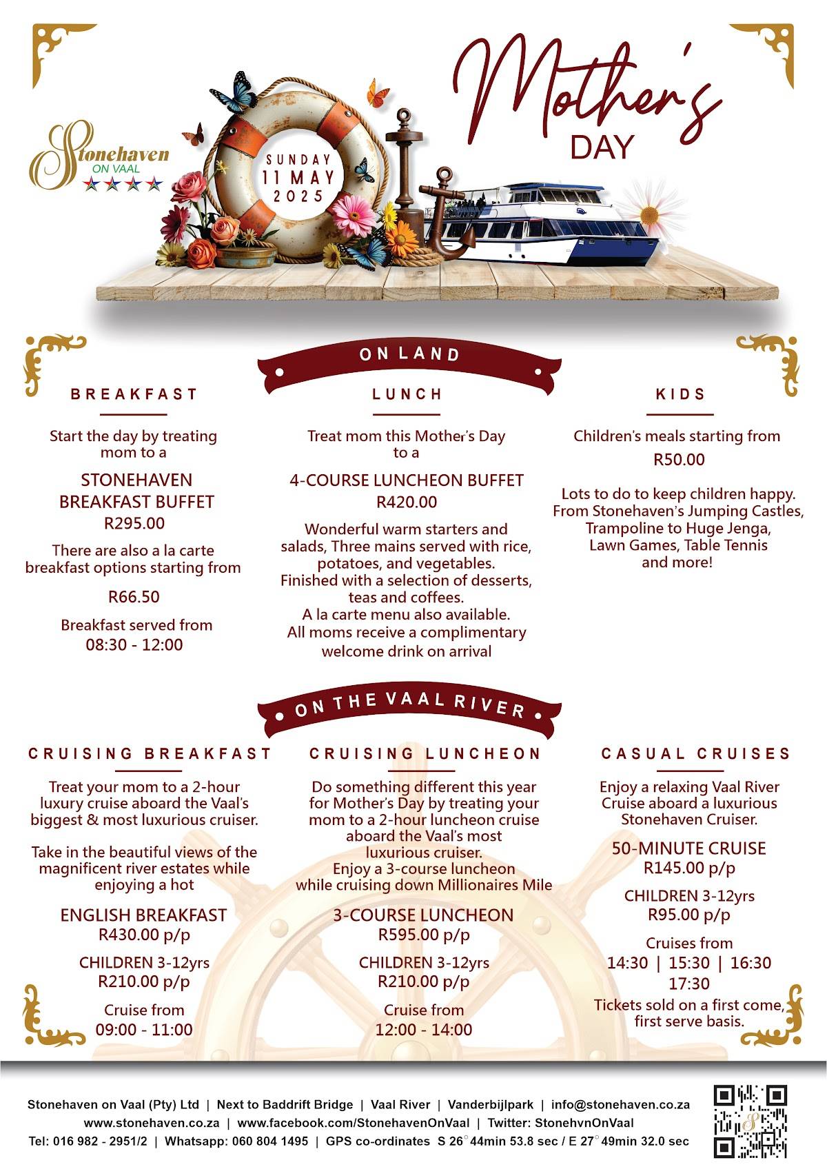 Menu at Stonehaven on Vaal restaurant, Vanderbijlpark