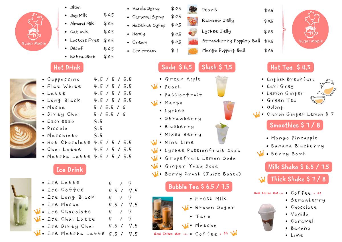 Menu at Sugar Maple Japanese Restaurant & Cafe, Highfields