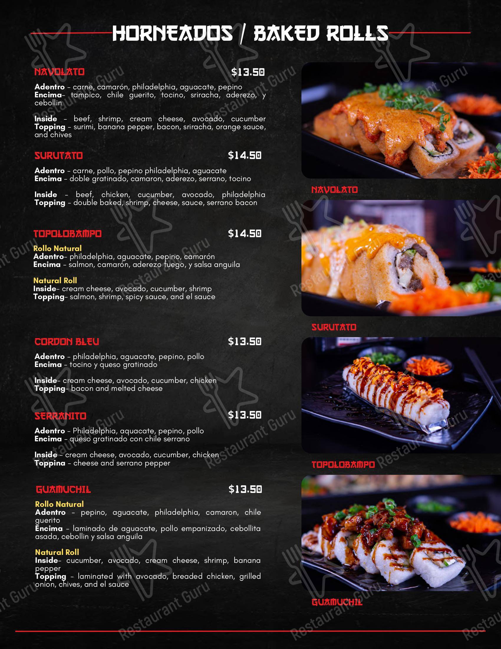Menu at Sushi Gon Estilo Sinaloa - Mariscos restaurant, Coolidge