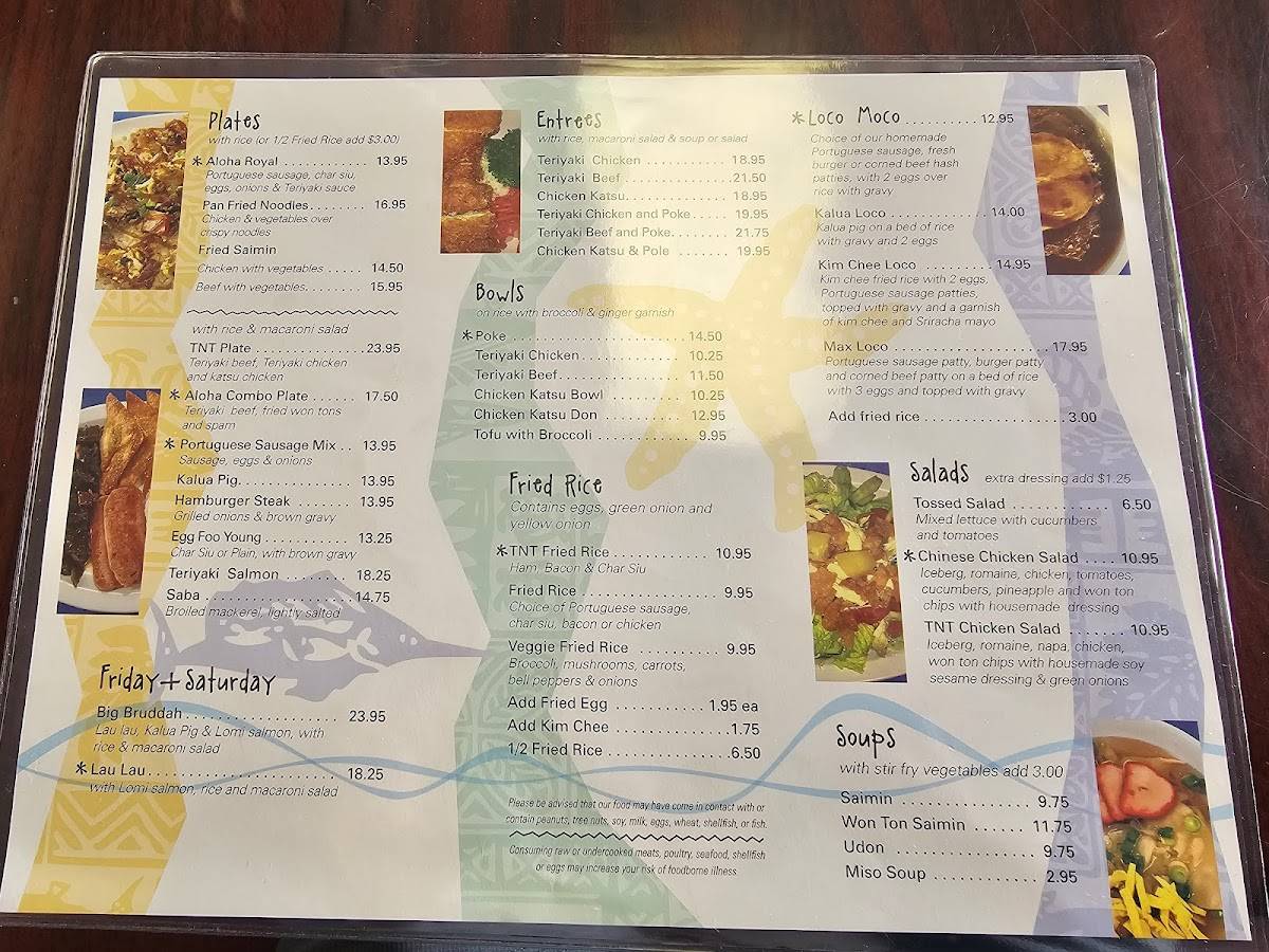 Menu at TNT Aloha Cafe, Torrance