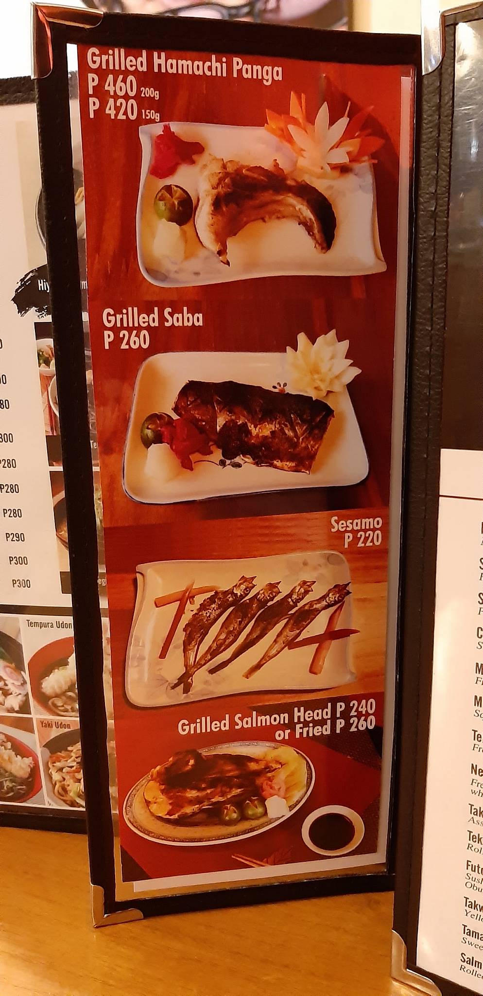 Menu at Tadakuma Japanese Restaurant, Cagayan de Oro, Ramon Chavez St